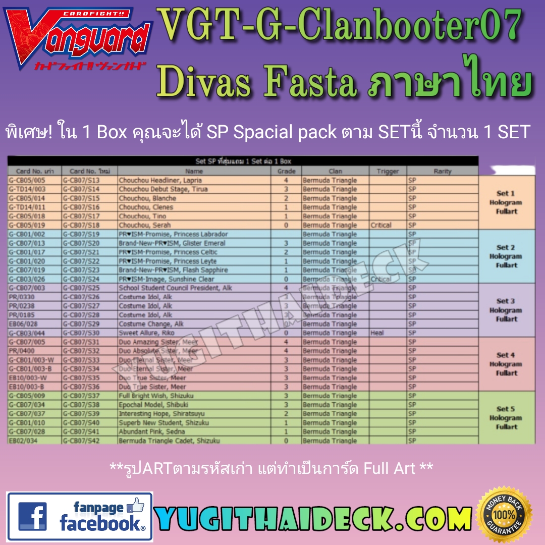 แวนการ์ดไทย G Clan Booster 07: Divas Fasta ภาษาไทย 1 BOX 20 ซอง (VGT-G-CB07) - Yugithaideck Card ...